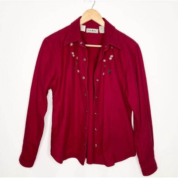 L.L. Bean | Tops | Vintage Ll Bean Size Red Flannel Embroidered Pine ...